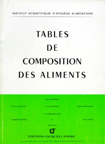 Tables de composition des aliments de Lt Jacques Lanore - Livre - Decitre