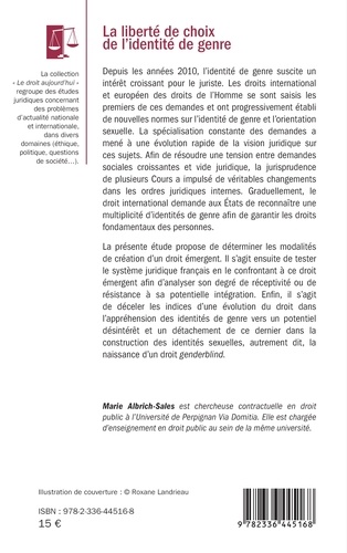 La liberté de choix de l'identité de genre de Marie Albrich-Sales ...