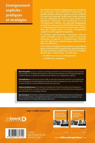 Enseignement explicite : pratiques et stratégies... de Marie Bocquillon - Grand Format - Livre ...