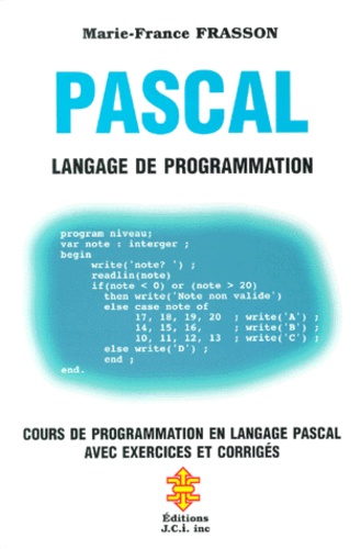 Pascal. Langage De Programmation de Marie-France Frasson - Livre - Decitre