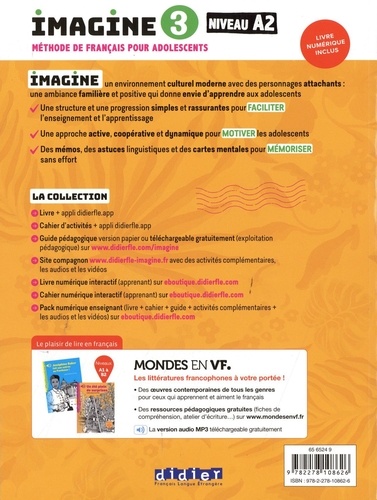 Imagine 3 Méthode de français niveau A2 de Marie-Noëlle Cocton - Grand ...