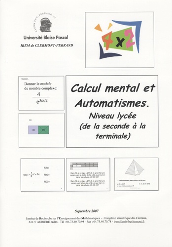 Calcul mental et automatismes niveau lycée (de... de Martine Amagat ...
