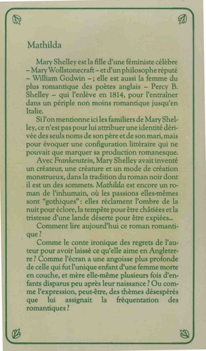 Mathilda - Mary Shelley - Livres - Furet du Nord
