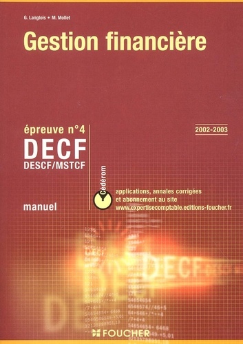 Decf N° 4 Gestion Financiere. Manuel Avec Cd-Rom de Michèle Mollet ...
