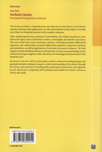 Stochastic Calculus - An Introduction Through... de Paolo Baldi - Livre - Decitre