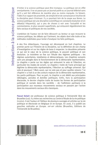 Introduction à la science politique - Pascal Delwit - Livres - Furet du ...