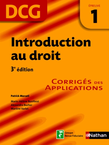 Introduction au droit - DCG 1 - Corrigés des... de Patrick Mercati - Livre - Decitre