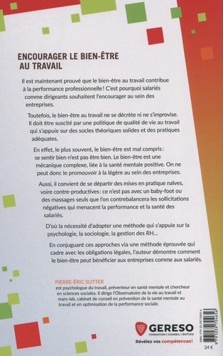 Encourager le bien-être au travail - Pour une... de Pierre-Eric Sutter - Grand Format - Livre ...