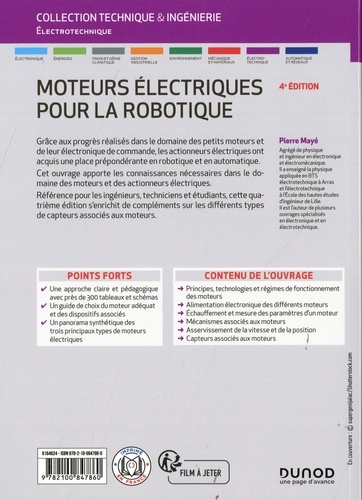 Moteurs électriques pour la robotique de Pierre Mayé - Grand Format - Livre - Decitre