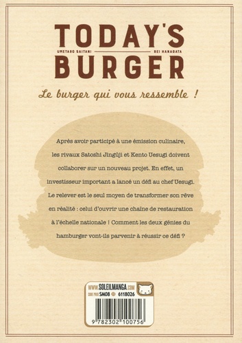 Today's Burger Tome 4. de Rei Hanagata - Tankobon - Livre - Decitre