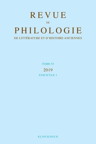 Revue de philologie, de littérature et... de Philippe Hoffmann - Livre ...