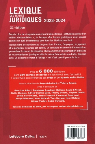 Lexique Des Termes Juridiques De Serge Guinchard Grand Format Livre