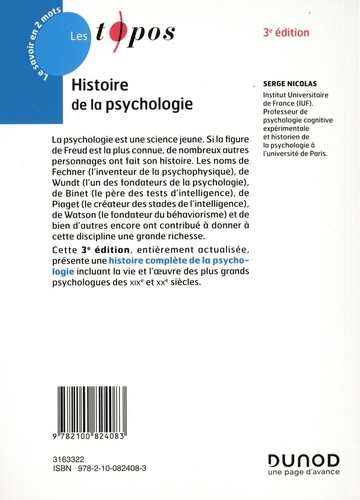 Histoire de la psychologie de Serge Nicolas - Poche - Livre - Decitre