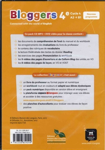 Anglais 4e A2-B1 Bloggers de Frédéric Chotard - Livre - Decitre