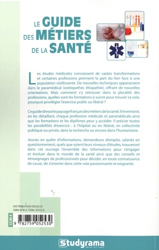 Le guide des métiers de la santé de Studyrama - Grand Format - Livre ...