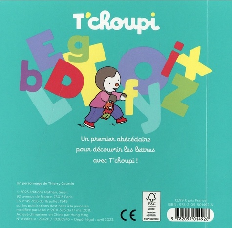 Mon premier Abécédaire T'choupi de Thierry Courtin - Album - Livre ...