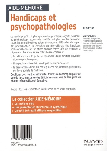 Handicaps et psychopathologies - En 29 notions de Vincent Pagès - Grand ...