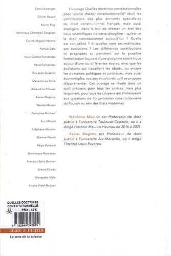 Quelles doctrines constitutionnelles aujourd'hui... de Xavier Magnon ...