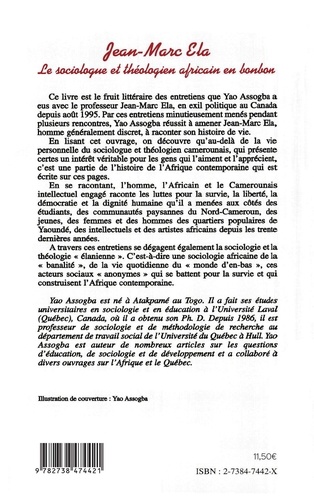 Jean-marcela - Le sociologue et théologien... de Yao Assogba - Livre ...